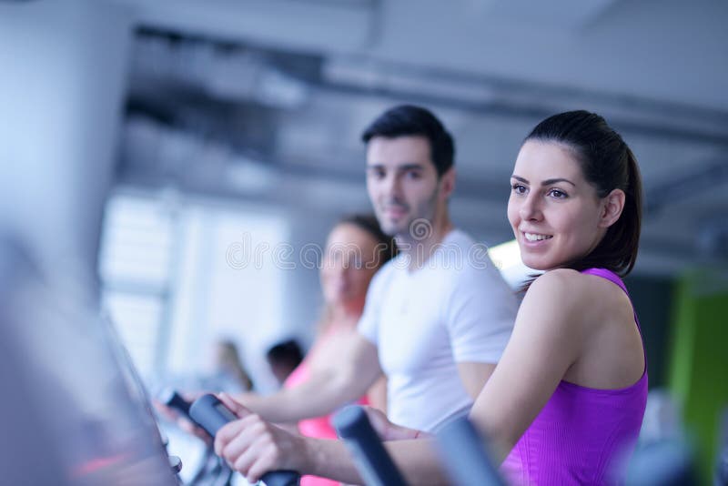 Group of People Running on Treadmills Stock Photo - Image of workout ...