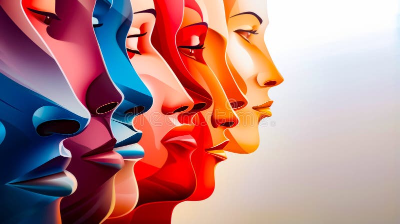 Group of People S Faces with Different Colors of the Same Face ...