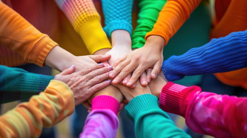 Group of People& X27;s Hands Stacked Together in Circle on Top of Each ...