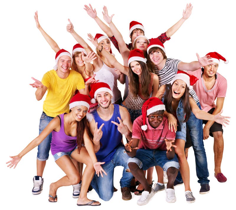 Group people in santa hat. stock photo. Image of african - 21634456