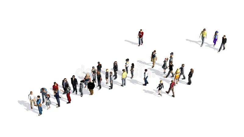 Group of People with Shadow on the Floor - Top View Stock Illustration ...