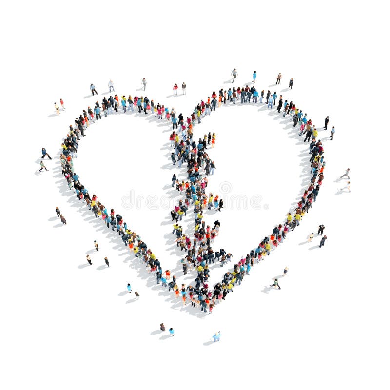 Large Group of People in the Shape of a Heart. Stock Illustration ...