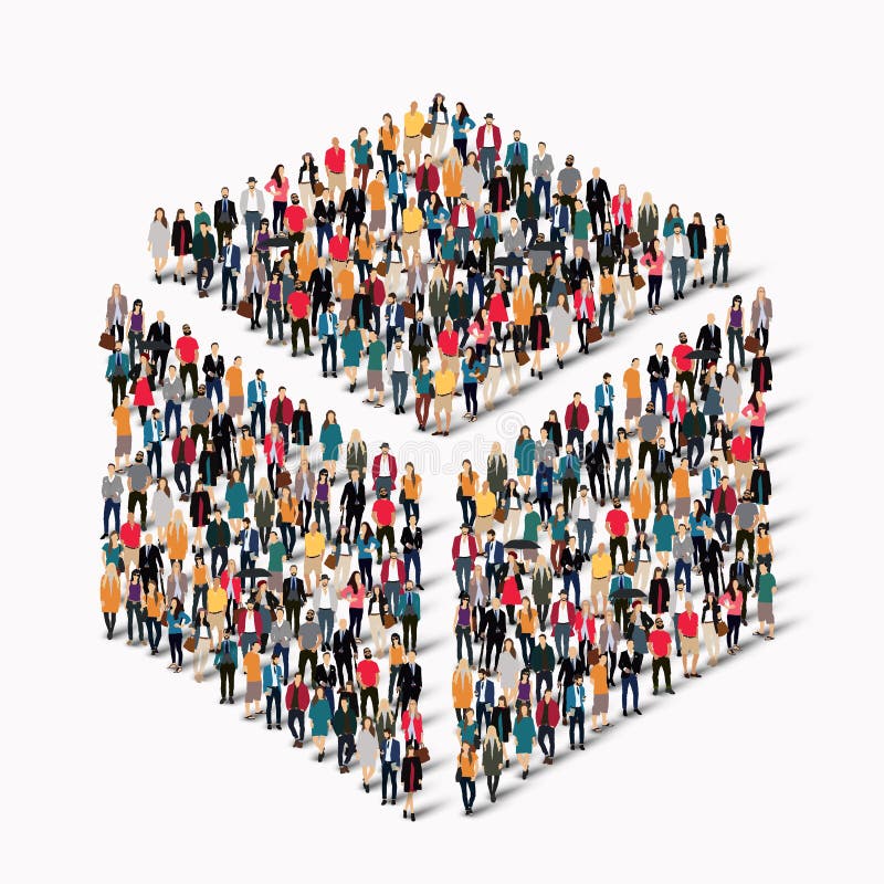 Group people shape cube stock illustration. Illustration of blend ...
