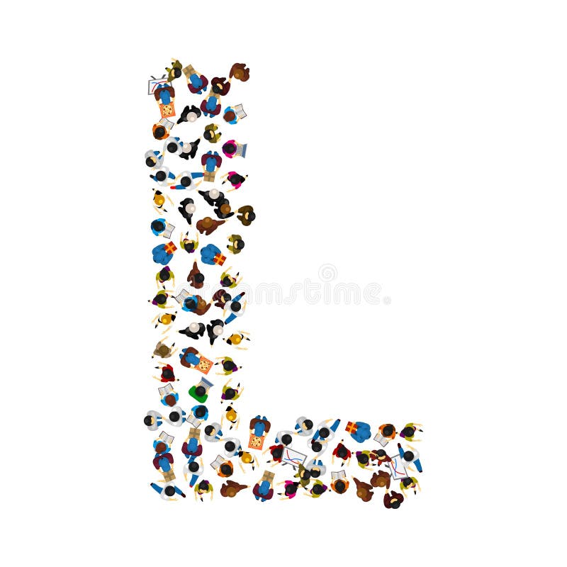 Large Group of People in Letter G, H, I Sign. People Font Set Stock ...