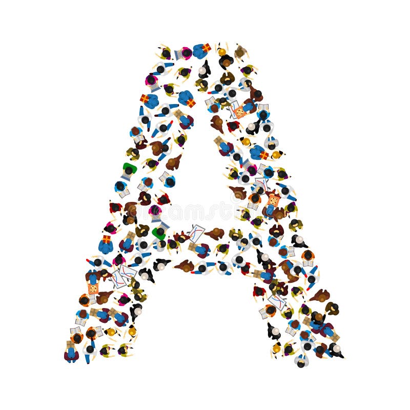 Large Group of People in Letter G, H, I Sign. People Font Set Stock ...