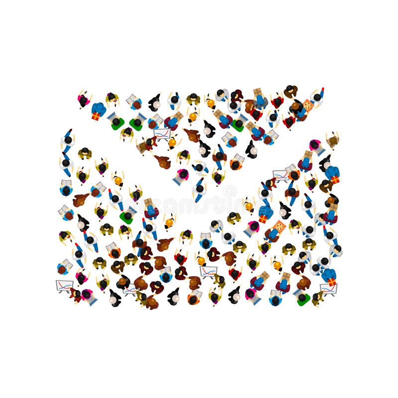 A Group of People in a Shape of Envelope. Vector Illustration. Stock ...