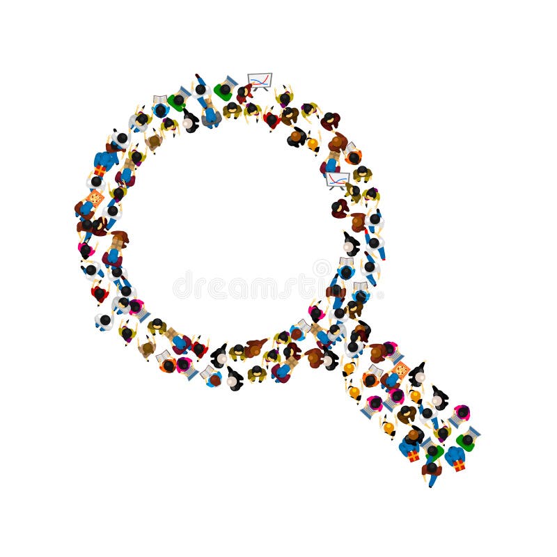 A Group of People in a Shape of a Magnifying Glass. Vector Illustration ...