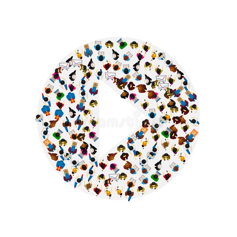 A Group of People in a Shape of Play Sign. Vector Illustration. Stock ...
