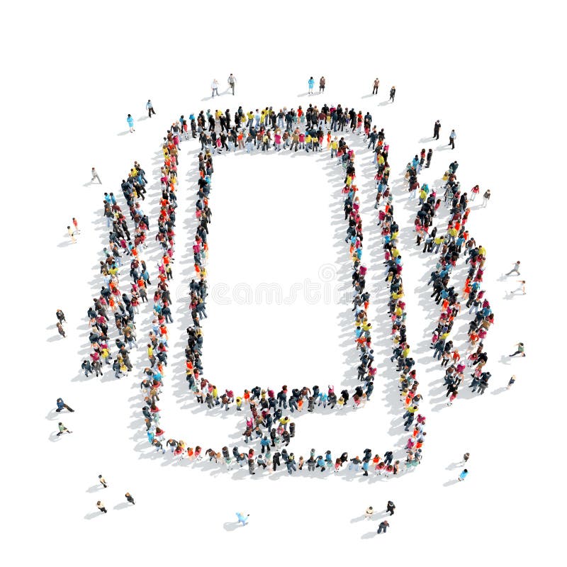 Mobile Society, Everybody Use Smartphone Stock Illustration ...