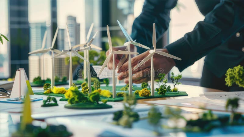 Group Sharing Fun Engineering Ideas at Table with Wind Turbine Models ...