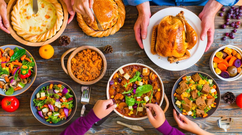 A Group of People are Sharing Food at a Table Stock Image - Image of ...