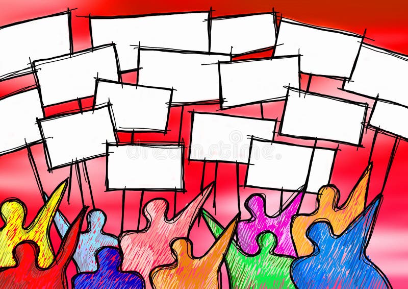 A Group of People Show Many Blank Placards Stock Photo - Image of ...