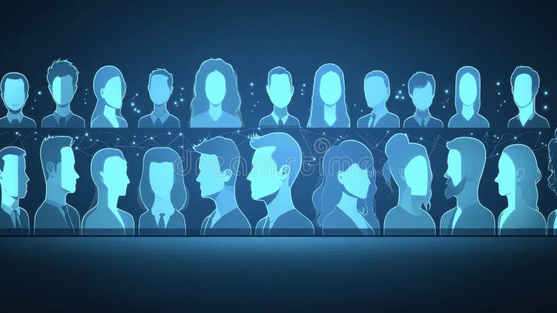 A Group of People are Shown in a Blue Background Stock Illustration ...