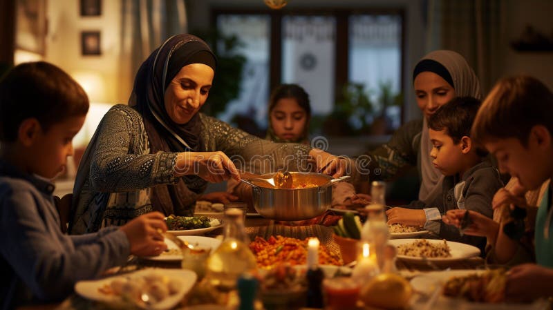 Group of People Sitting Around Dinner Table Stock Illustration ...