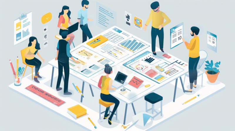 Group of People Sitting Around a Table Stock Illustration ...