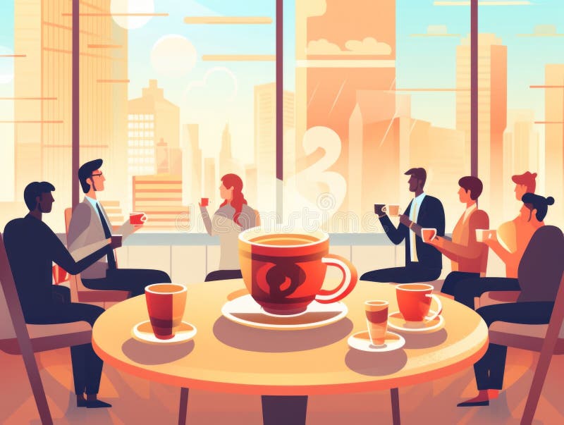 Group Drinking Coffee Stock Illustrations – 1,155 Group Drinking Coffee ...