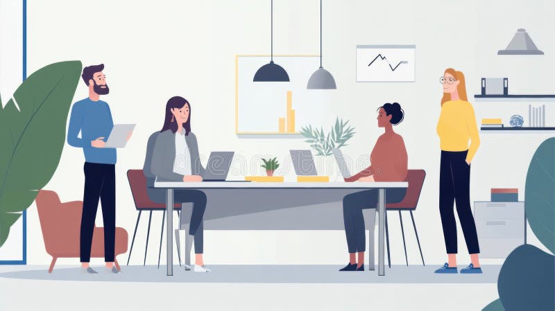 A Group of People Sitting Around a Table with Laptops Stock ...