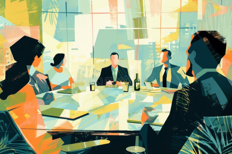 A Group of People are Sitting Around a Table in a Meeting Stock Photo ...