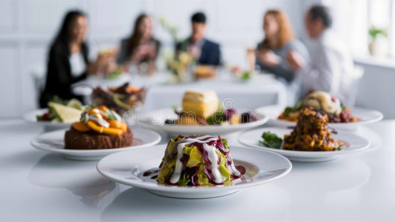 A Group of People Sitting Around a Table with Plates Full of Food, AI ...