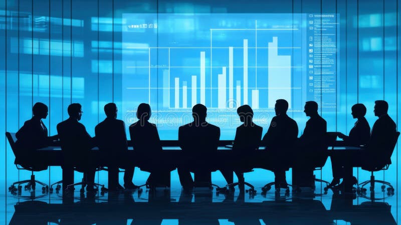 A Group of People Sitting Around a Table in a Room Stock Illustration ...