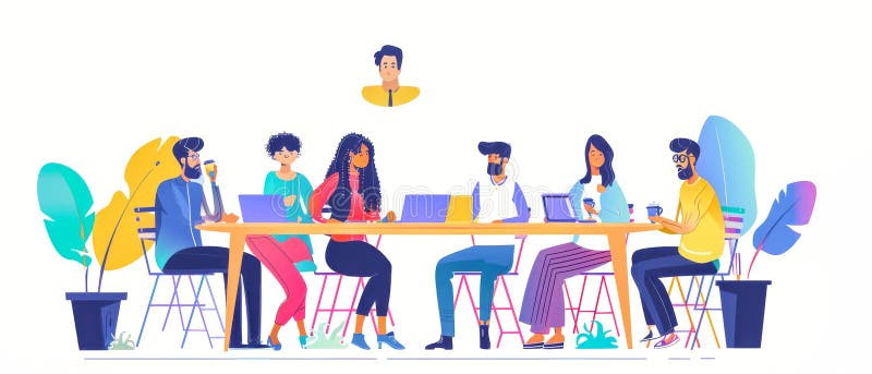 Group of People are Sitting Around a Table Working in a Project ...