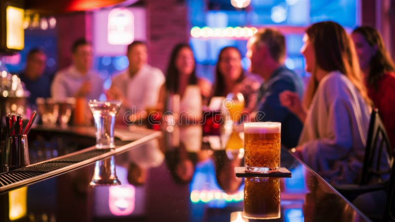 A Group of People Sitting at a Bar with Drinks in Front, AI Stock Image ...
