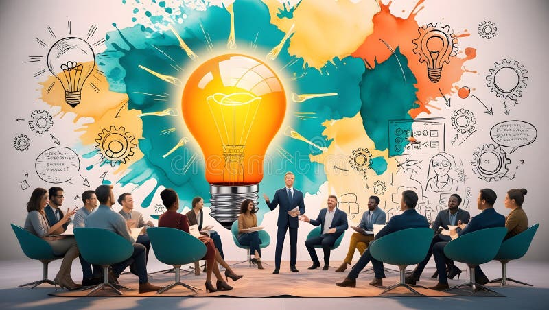 A Group of People are Sitting and Brainstorming with Various Ideas ...