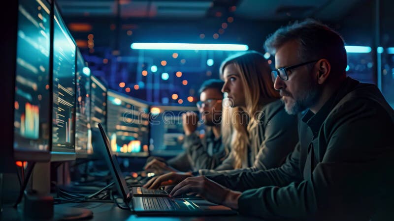 Group of People Sitting in Front of Computer Screen at Office ...