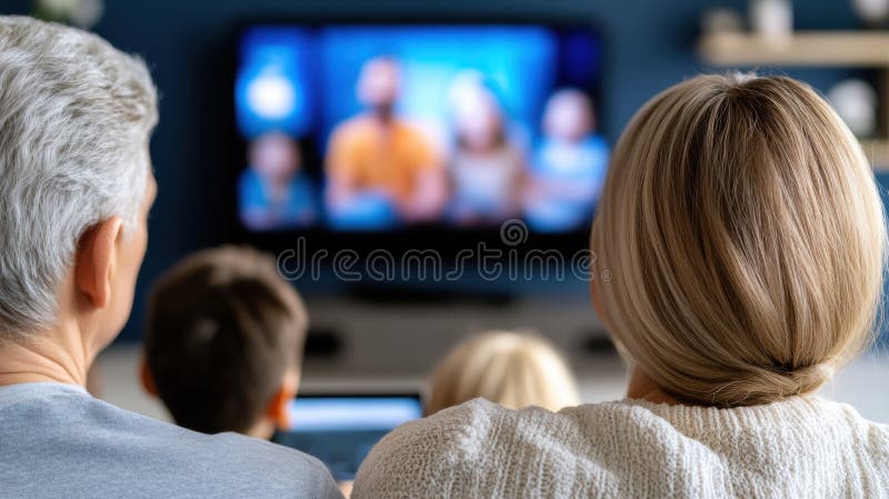 A Group of People Sitting in Front of a Television Watching Something ...