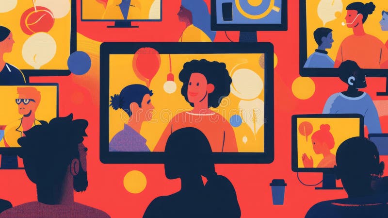 Group of People Sitting in Front of Televisions Stock Photo - Image of ...