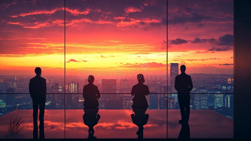 A Group of People Sitting by Large Glass Windows, Watching a ...