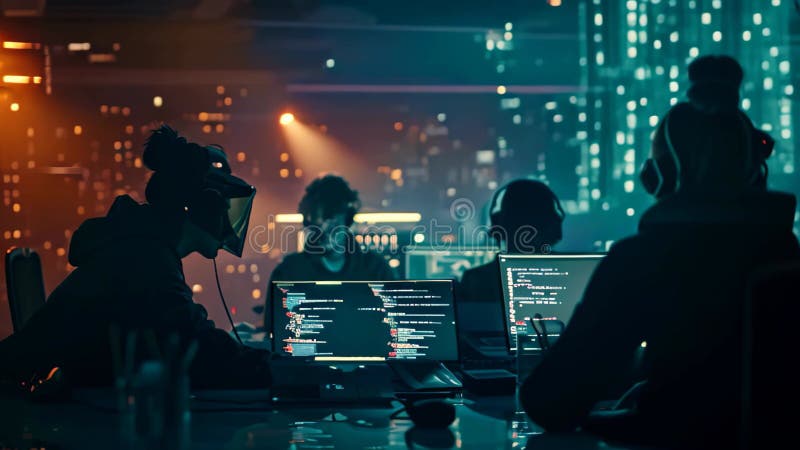 A Group of People Sitting at a Table Working on Laptops, Likely a ...