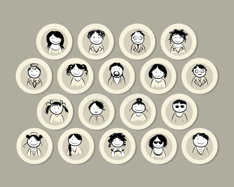 Group of People, Sketch for Your Design Stock Vector - Illustration of ...