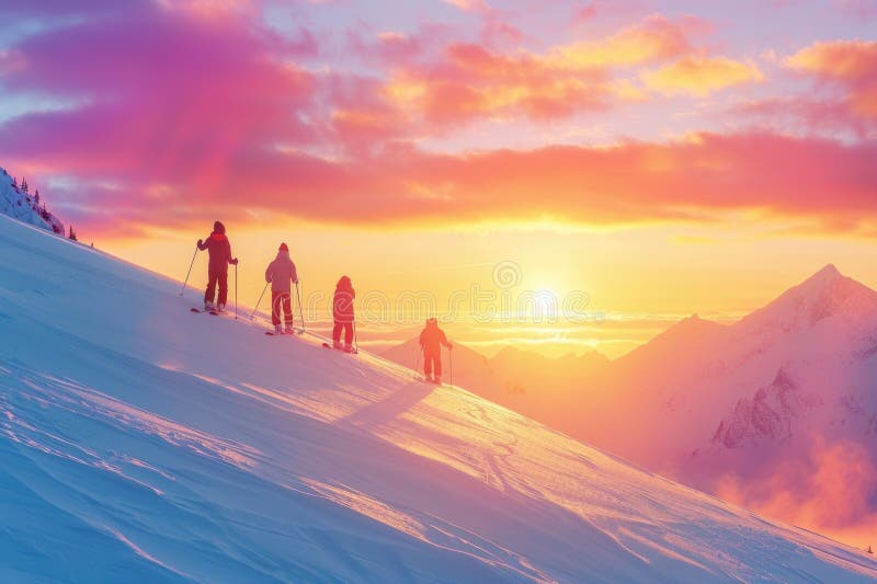 A Group of People Skiing Down a Snowy Hillside, Enjoying the Winter ...