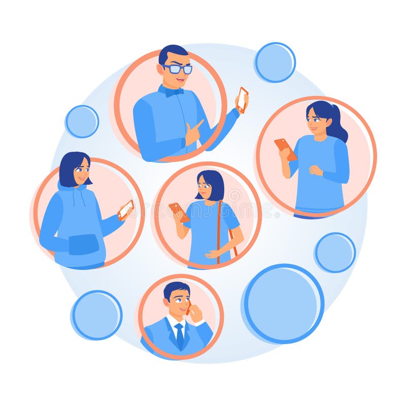 A Group of People with Smartphones Stock Vector - Illustration of ...