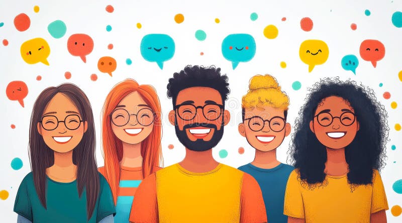 A Group of People are Smiling and Wearing Glasses Stock Image - Image ...