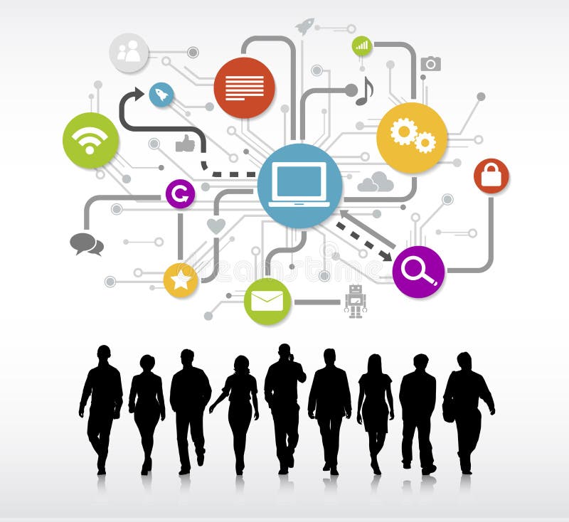 Group of People with Social Media Concept Stock Illustration ...