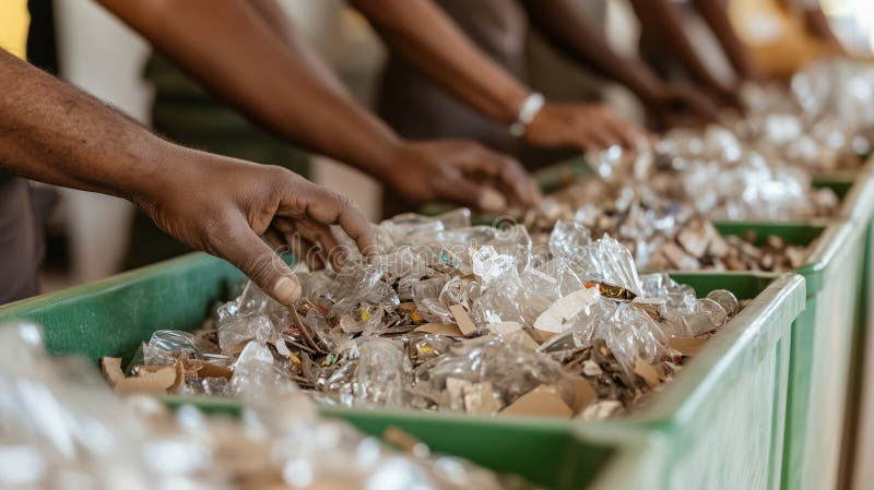 A Group of People are Sorting through Trash. Generative AI Stock ...