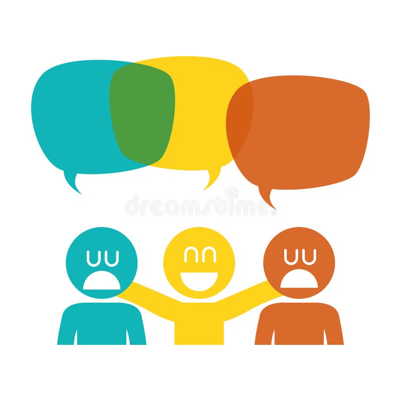 Group of People with Speech Bubbles Stock Illustration - Illustration ...