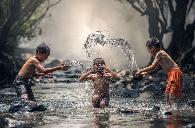 Group Of People Splashing Water Stock Image - Image of kids, happy ...
