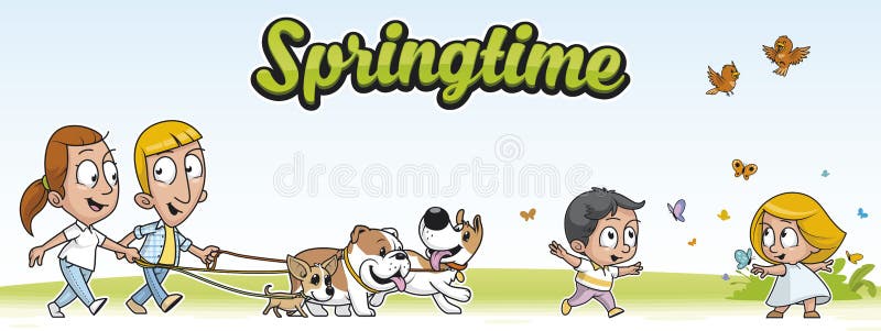 Group of People in a Springtime Day in the Countryside Stock ...