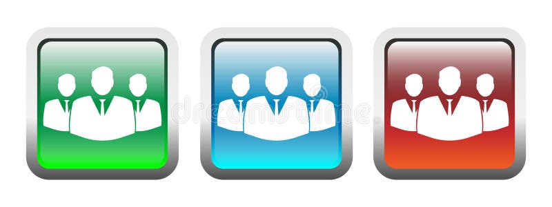 Group of People on Square Buttons. Web Buttons. Press Button Icon ...