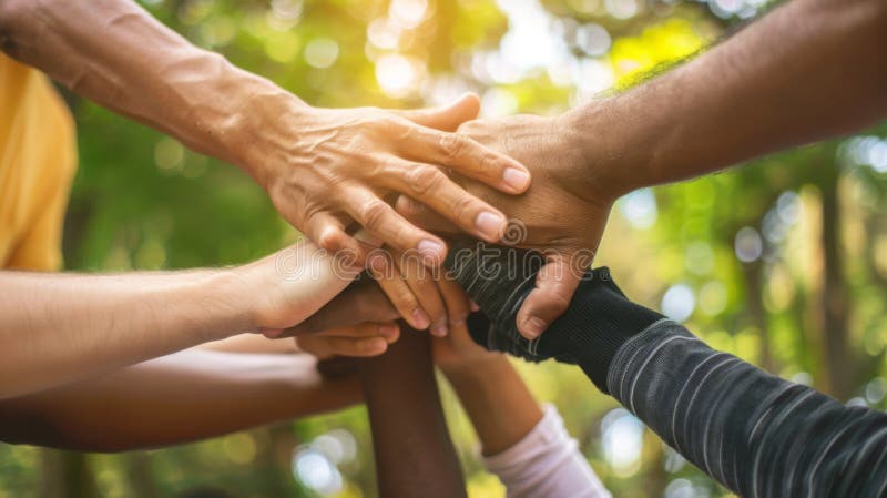 Group of People Stacking Their Hands Together in a Gesture of Unity and ...