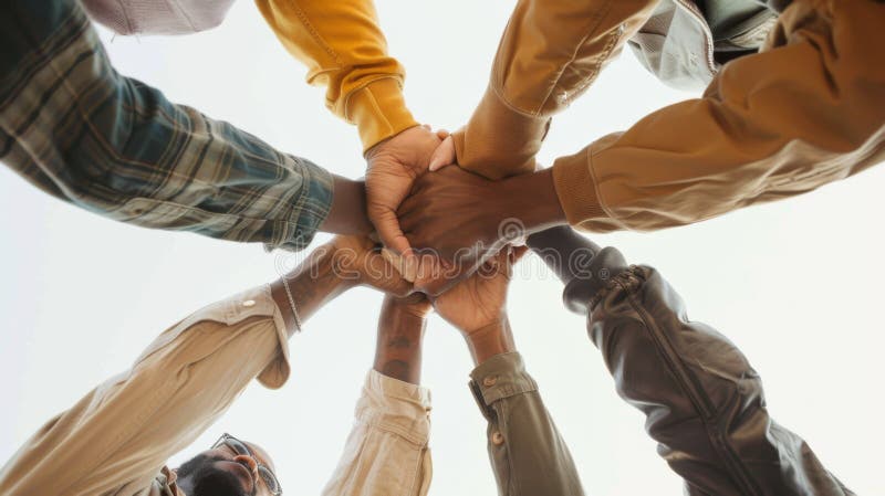Group of People Stacking Their Hands Together in a Gesture of Unity and ...