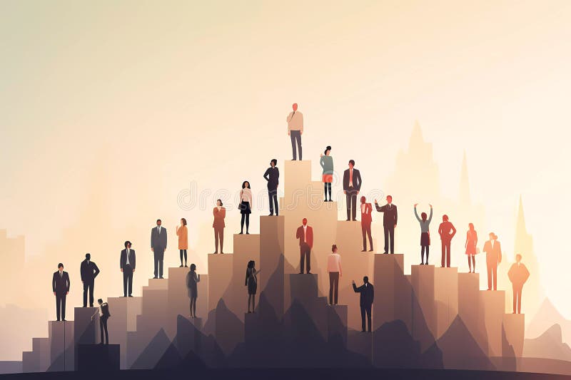 A Group of People Stand on Top of a Mountain. AI Generation Stock Image ...
