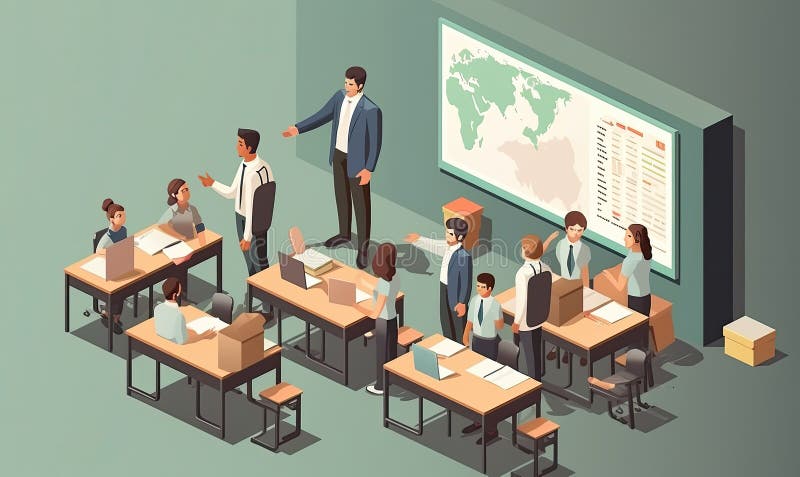 Photo of a Group of People Gathered in a Classroom Stock Illustration ...