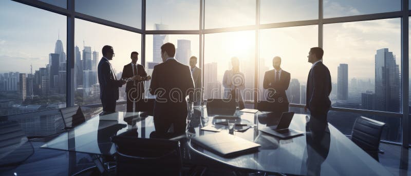 Group of People Standing Around Conference Table Stock Image - Image of ...