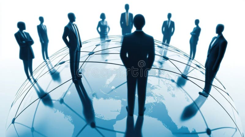 A Group of People Standing Around a Globe Stock Illustration ...