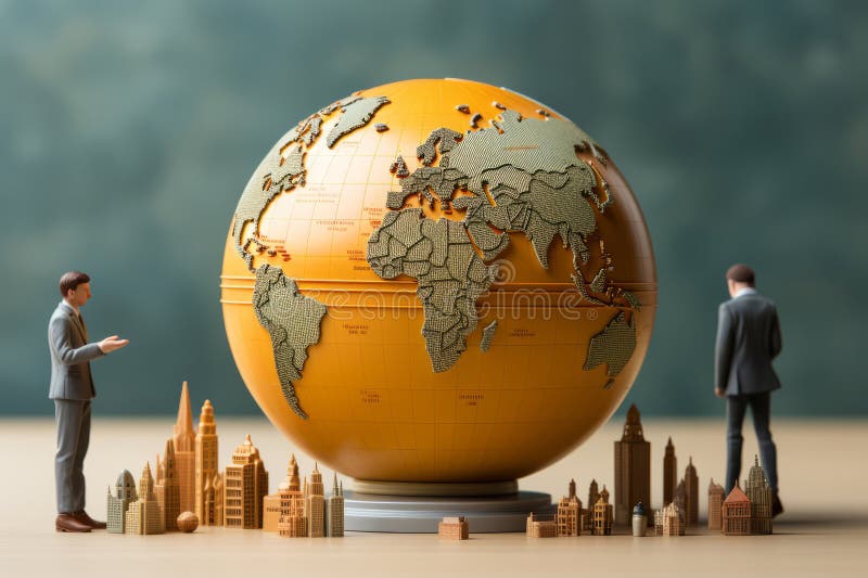 A Group of People Standing Around a Globe. AI Generated Stock ...