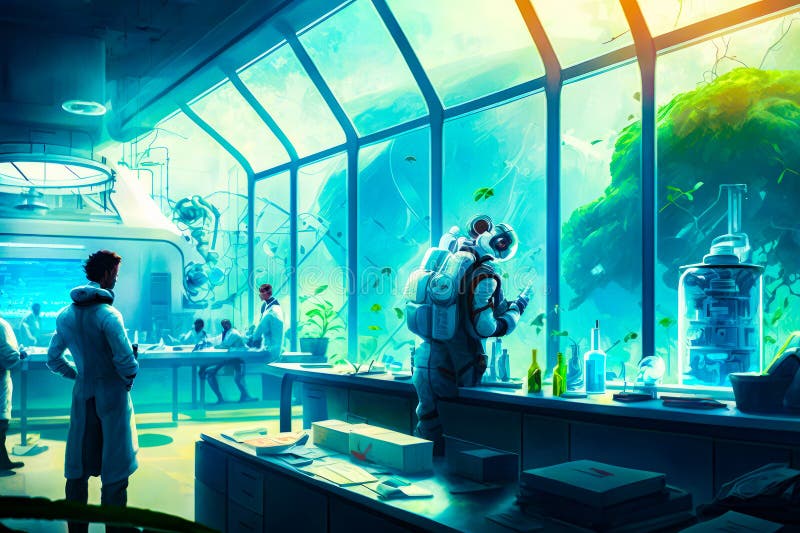 Group of People Standing Around Room Filled with Plants Generative AI ...